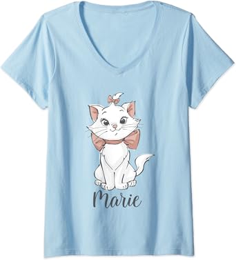 Amazon.com: Disney The Aristocats Marie Classic Painting Cute Portrait V-Neck T-Shirt : Clothing ...